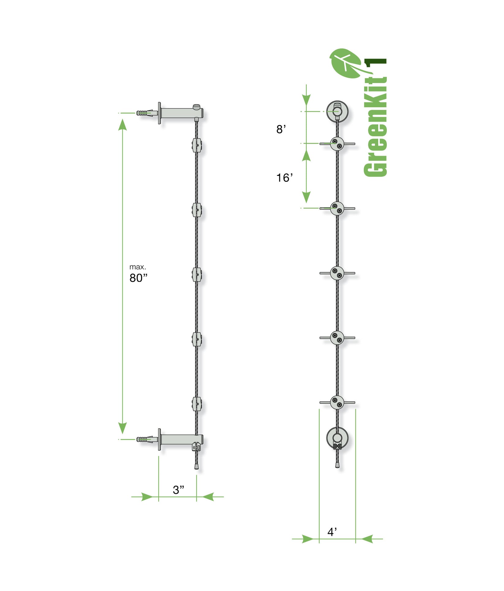 Compact 4-inch Wide, 80-inch High Stainless Steel Trellis - Jakob Green ...