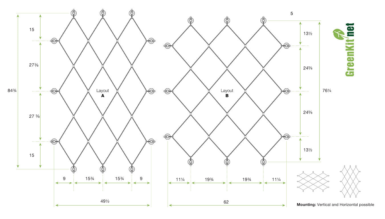 Jakob GreenKit Net - Green wall stainless steel trellis - Jakob Green Kits